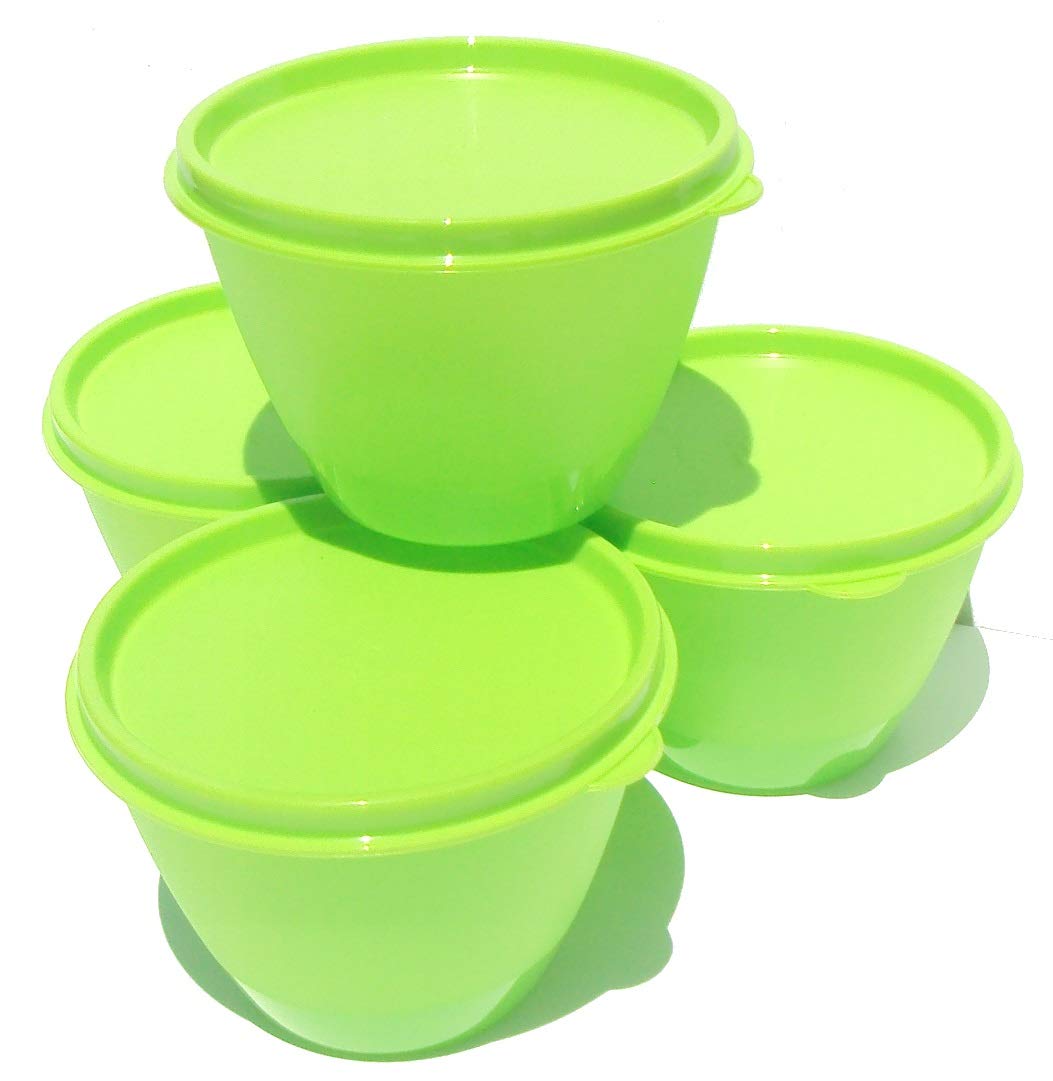 Tupperware Set of 4 Refrigerator Bowls 14 oz in Green