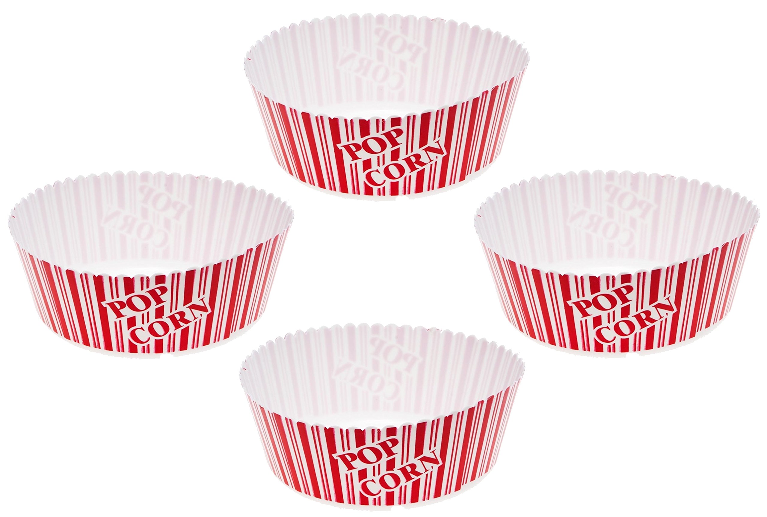 Cinima Style Plastic Theater Popcorn Bowl, Reusable, Large (Pack of 4)