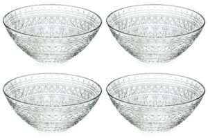 barski glass bowl - for dessert - salad - pasta - fruit - nuts - chocolate - set of 4 bowls - designed - 6.25" diameter - made in europe