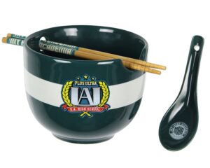 my hero academia anime deku ramen noodle bundle with bowl, spoon, and chopsticks