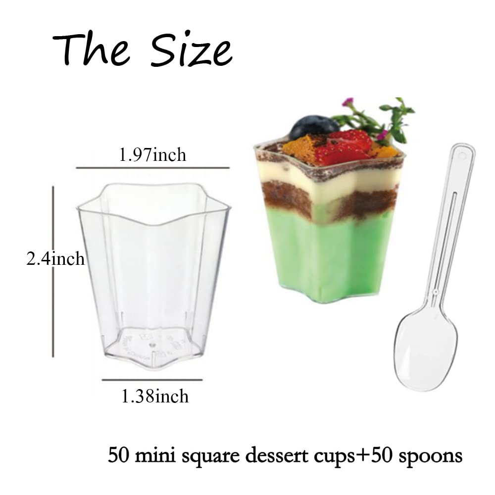 L7HWDP Dessert Cups 50 Count 2.3oz Parfait Appetizer Cups with Spoons Mini Pentagram Mini Dessert Bowls for Parties, Events, Catering