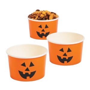 fun express jack o lantern pumpkin snack cups (bulk set of 25 bowls) halloween party supplies