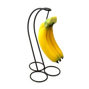 Dependable Industries inc. Essentials Matte Black Banana Tree Holder Ripen Fruit Evenly Prevents Bruising & Spoiling Fruit Stand Modern Circle Base Design