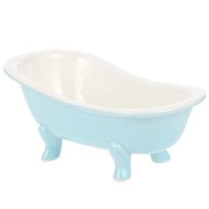 hemoton blue ceramic dessert bowls bathtub shape food serving bowl reusable ice cream bowl household candy bowl dish appetizer bowls for home restaurant