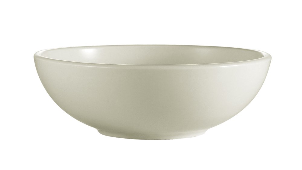 CAC China REC-82 Rolled Edge 9-1/2-Inch Stoneware Salad Bowl, 60-Ounce, American White, Box of 12