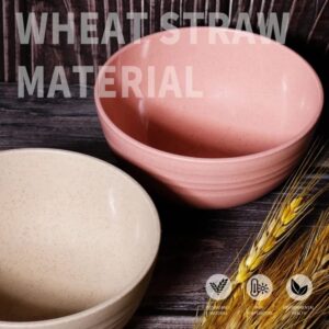 Unbreakable Eco Friendly Wheat Bowls | Wheat Straw Color Bowls Set Of 4 Pcs 20 Oz | Microwave And Dishwasher Safe Super Strong Big Bowls For Serving Soup, Salad, Oatmeal Etc.