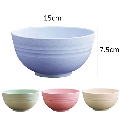 Unbreakable Eco Friendly Wheat Bowls | Wheat Straw Color Bowls Set Of 4 Pcs 20 Oz | Microwave And Dishwasher Safe Super Strong Big Bowls For Serving Soup, Salad, Oatmeal Etc.