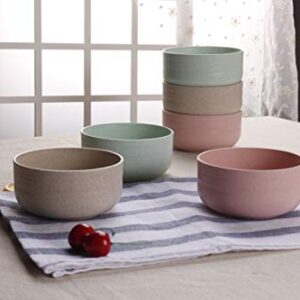 V TOWER Microwave Safe Bowls Set 13oz - 6 Wheat Straw Bowls Stylish Small Bowls Strong and Unbreakable for Dinner