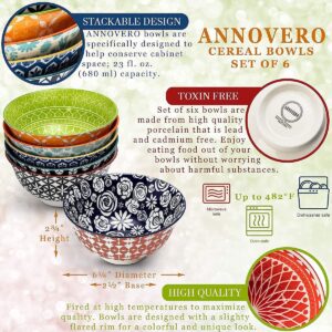 Annovero Mugs, Cereal Bowls. Cute and Colorful Porcelain Dishes for Kitchen, Microwave and Oven Safe. Bundle