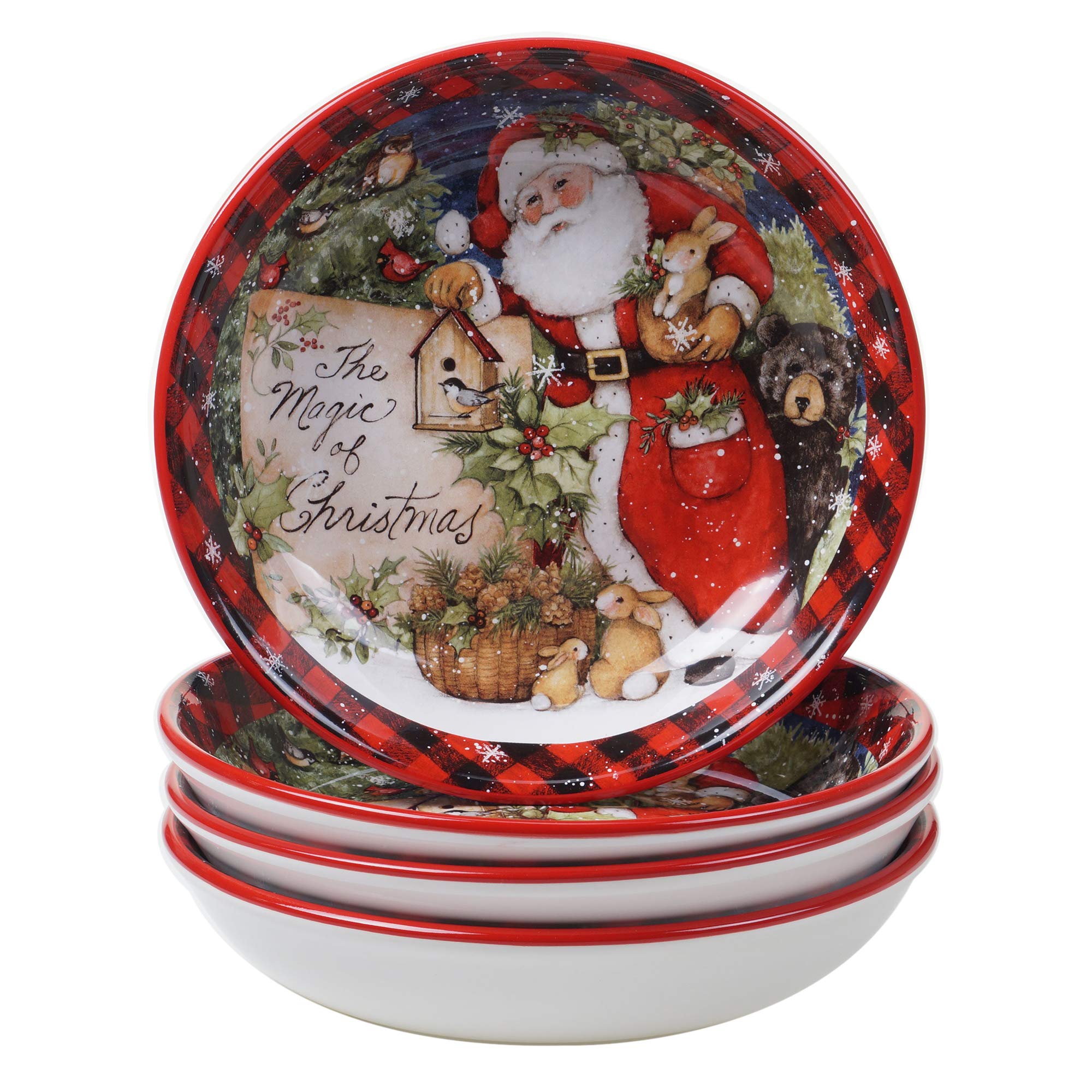 Certified International Magic of Christmas Santa 36 oz. Soup/Cereal Bowls, Set of 4, Multicolored