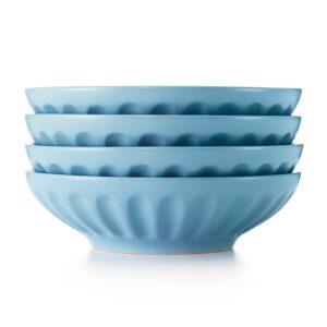 potter's corner by maison neuve 4-pc dinner bowls set - 8.25 in / 30 oz ceramic bowl set of 4 - chip resistant, dishwasher & microwave safe - serving bowls for pasta, salad, or soup (capri blue)