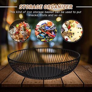 Garneck Decorative Bowl Wrought Iron Storage Basket Kitchen Wire Vegetable Bowl Chicken Food Decorative Drain Fruit Basket Mesh Decorate Kitchen Counter Bread Snack Coffee