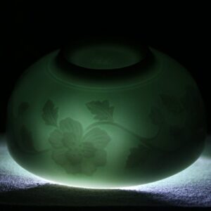 Chinese Rice Bowl 10oz Celadon Dinnerware Engraved Peony 4.5Inch Porcelain(1, Sky Blue)