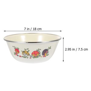 UPKOCH 2pcs Enamelware Serving Bowl Mushroom Retro Enamel Basin Soup Bowl Dessert Ice Cream Bowls Food Containers for Side Dish Snack Beige 16cm 18cm