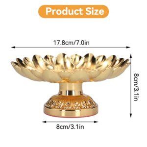 Cyrank Footed Fruit Bowl, 7in Buddhist Plate Lotus Offering Bowl Centerpiece Holder Bowl Decorative Plate for Temples Sacrifices Blessing Fruit Tray Tinplate Bowl for Altar Use