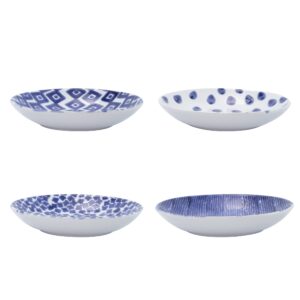 vietri viva santorini assorted pasta bowls, set/4, soup salad spaghetti server 9.5" dish