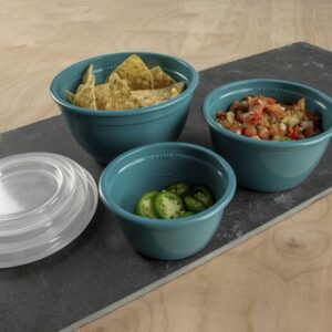 Wisconic 12-Piece Bowl Set - Plastic, Durable Kitchenware, Dishwasher Safe - Made in the USA - Prussian Blue & Light Teal