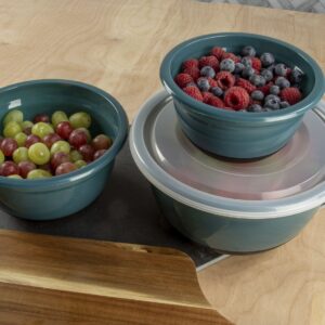 Wisconic 12-Piece Bowl Set - Plastic, Durable Kitchenware, Dishwasher Safe - Made in the USA - Prussian Blue & Light Teal