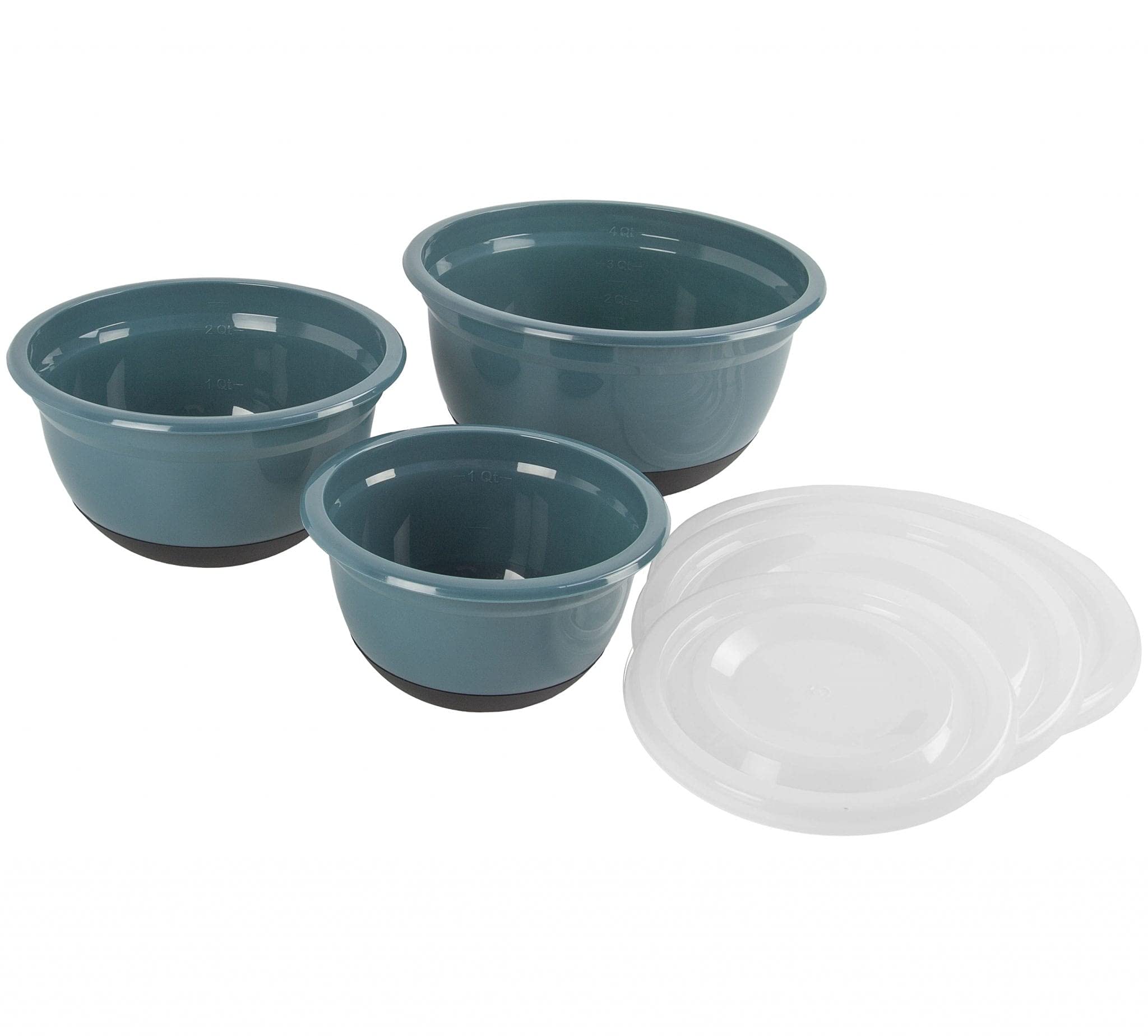 Wisconic 12-Piece Bowl Set - Plastic, Durable Kitchenware, Dishwasher Safe - Made in the USA - Prussian Blue & Light Teal