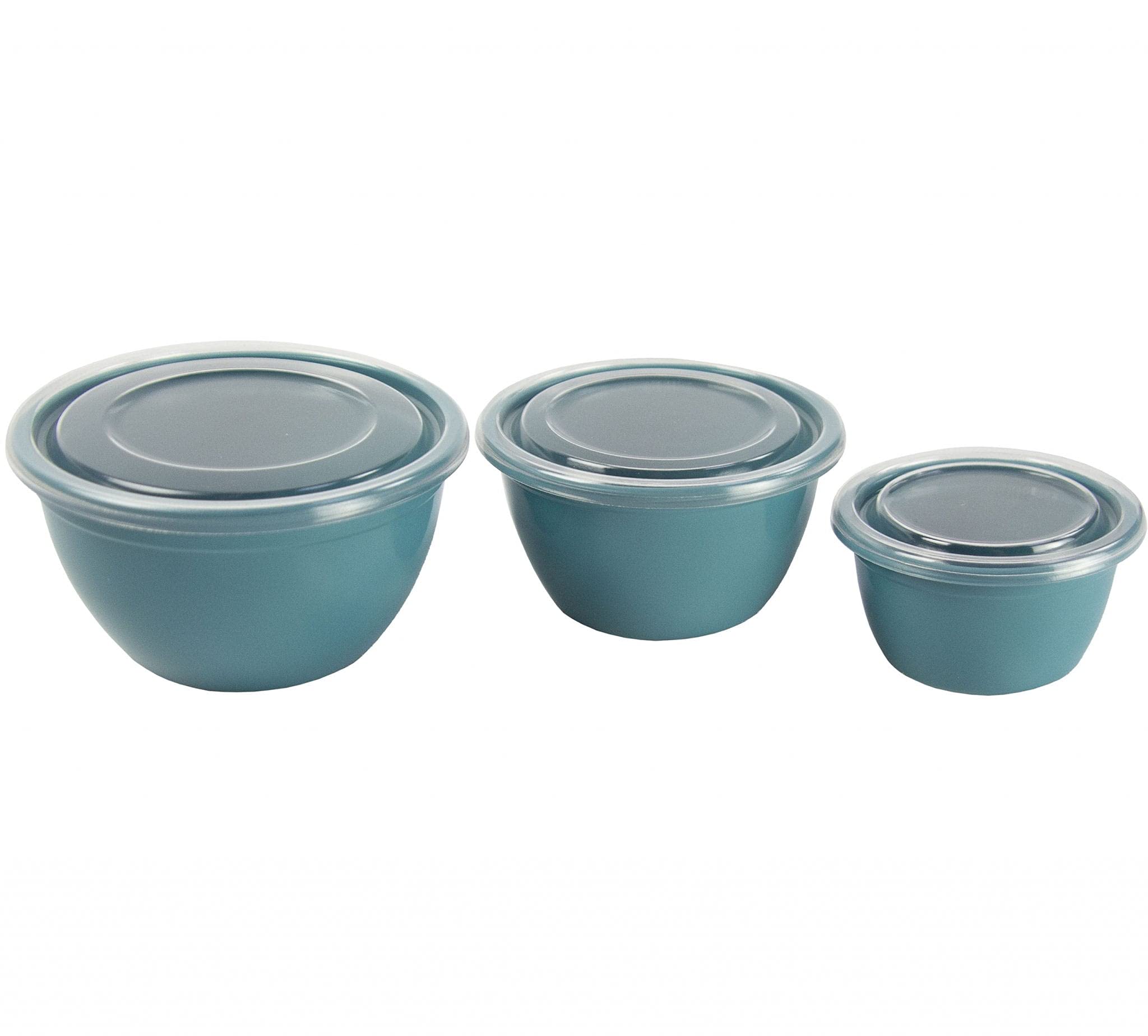 Wisconic 12-Piece Bowl Set - Plastic, Durable Kitchenware, Dishwasher Safe - Made in the USA - Prussian Blue & Light Teal