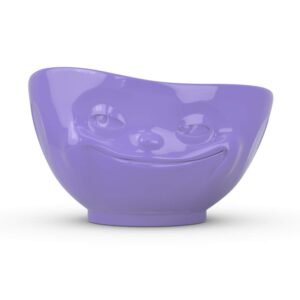 fiftyeight products tassen porcelain bowl, grinning face edition, 16 oz. purple, (single bowl) for serving cereal, soup