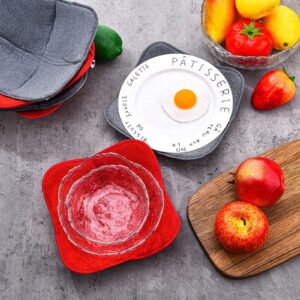 6 Pieces Bowl Holder Microwave Bowl Cozy Small Bowls Holder Bowl Potholders for Microwave Hot Plate Bowl Food Temperature for Home Kitchen Key Holder Sponge and Microfiber