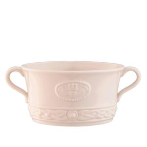 belleek claddagh handled soup bowl, porcelain