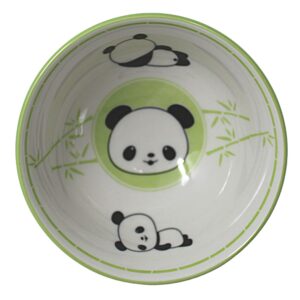 Needzo Small Green Panda Rice Bowl Set, Japanese Ceramic Dish for Appetizer, Sides, 4.5 x 2.25 Inches, Pack of 2