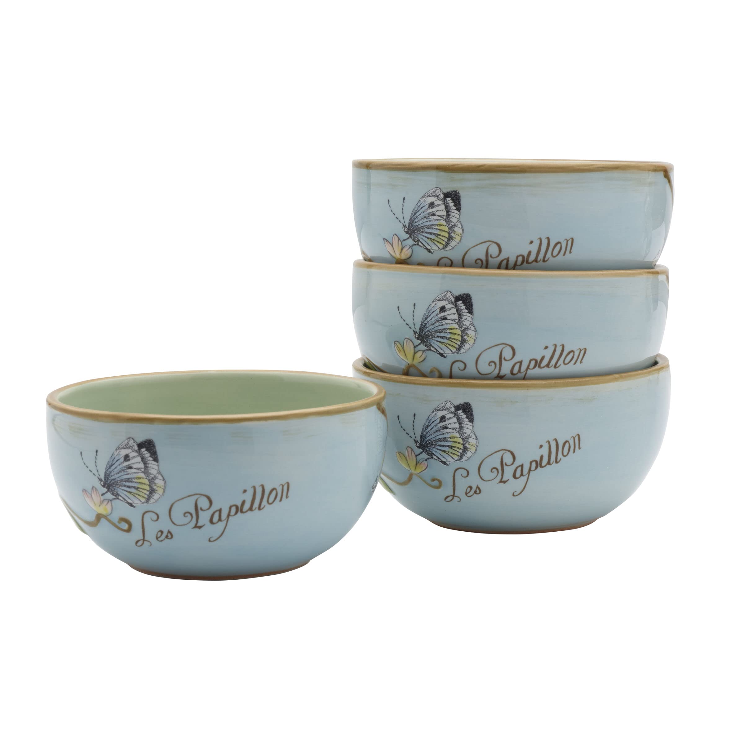 Fitz and Floyd Toulouse Small Fruit Bowls, Set of 4, 5-Inch, Blue