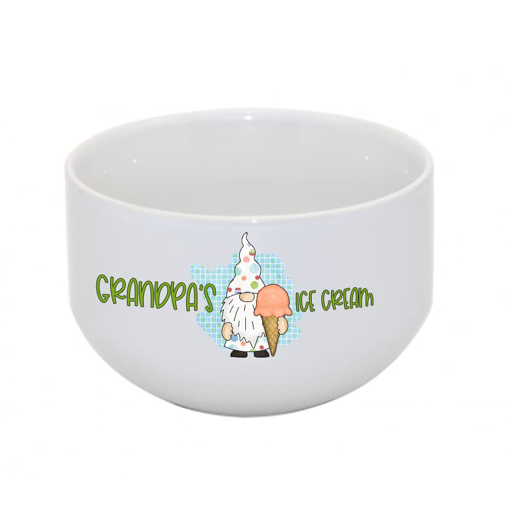 Savvy Sisters Gifts Dad's Personalized Ice Cream Ceramic Bowl Cereal Bowl Gnome Custom Name Ice Cream Lover Gift for Dad Kids Mom Christmas Father's Day Birthday