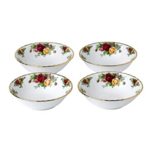 ukn old country roses bowl set/4 multi color floral traditional round china 4 piece