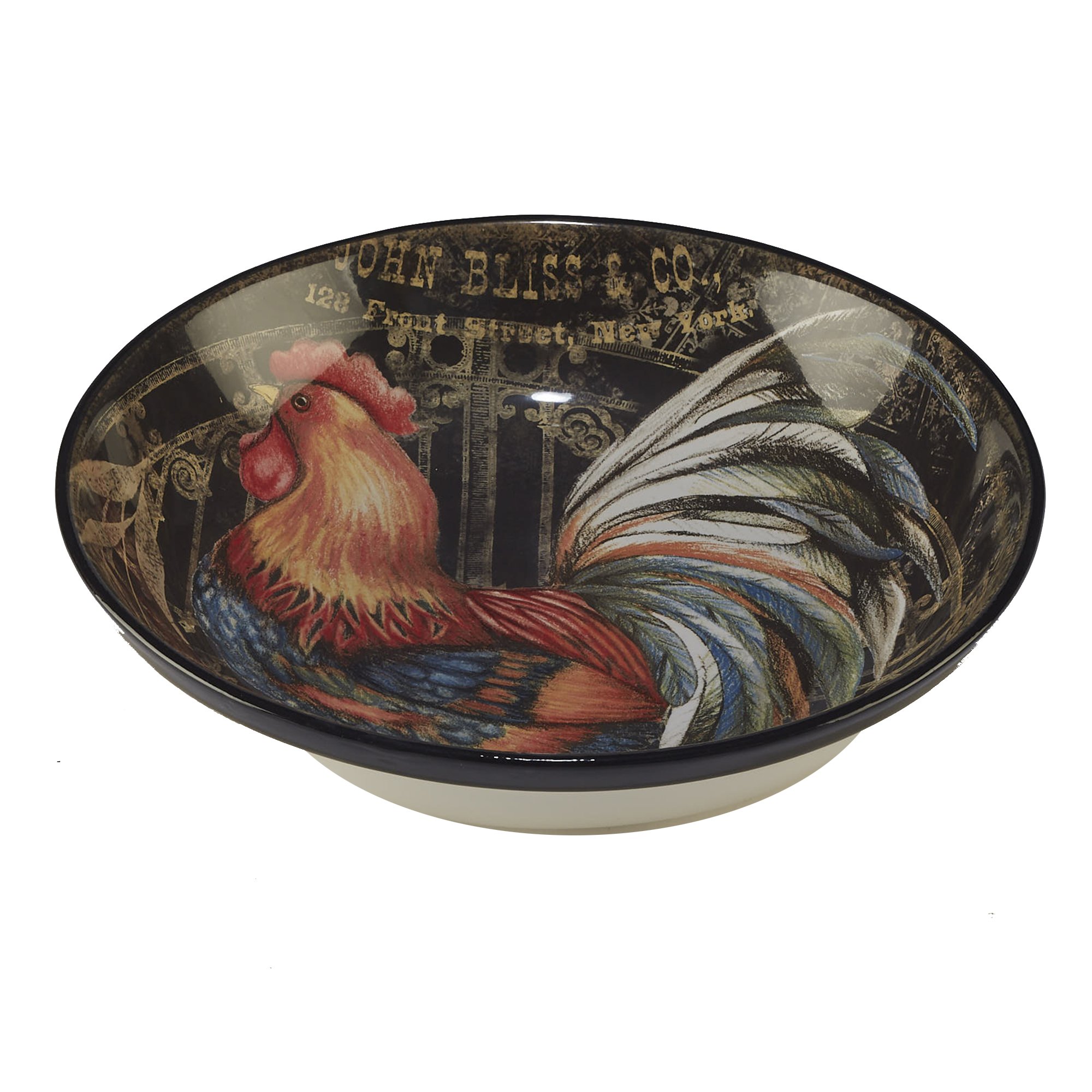 Certified International 13" x 3" Gilded Rooster Serving/Pasta Bowl, One Size, Multicolor