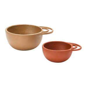 bloomingville decorative textured metal handles, 2 colors, set of 2 bowls, 5" l x 4" w x 2" h, multicolor