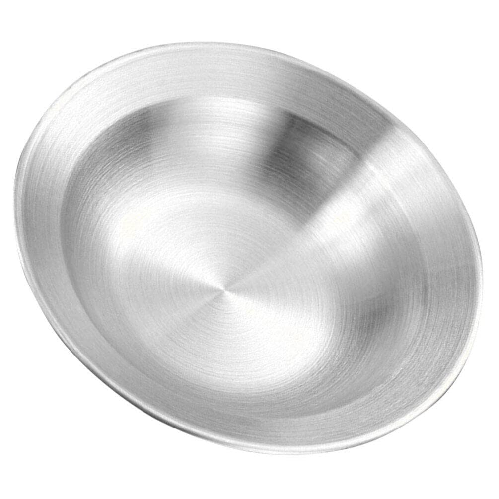 Luxshiny Deep Dinner Dishes Wide Rimmed Pasta Bowls 23cm Stainless Steel Pasta Bowls Wide Salad Bowls Metal Food Bowl Fruit Dish Shallow Dinner Plate for Dipping Bread