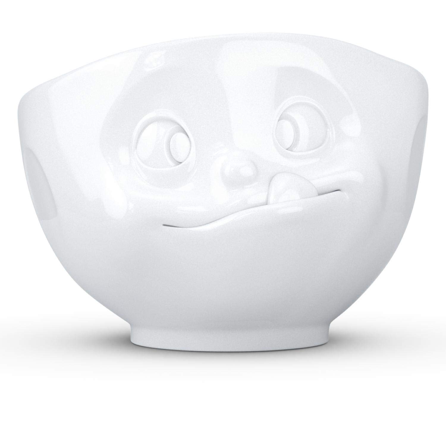 FIFTYEIGHT PRODUCTS TASSEN XL Porcelain Bowl, Tasty Face Edition, 33 oz. White (Single Bowl), Extra Large Bowl