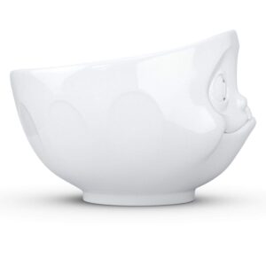 FIFTYEIGHT PRODUCTS TASSEN XL Porcelain Bowl, Tasty Face Edition, 33 oz. White (Single Bowl), Extra Large Bowl