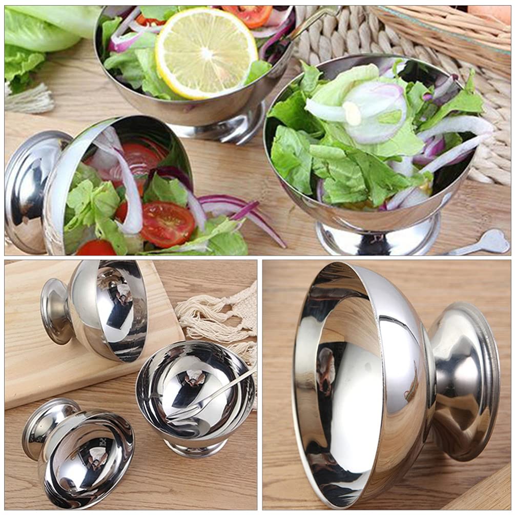 Cabilock Stainless Steel Ice Cream Bowl Metal Pudding Cups Salad Dessert Holder Snack Fruit Candy Container for DIY Ice Cream Parfait Banana Pudding 10. 7X10. 7CM