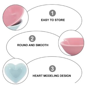 ULTNICE 2 Pcs Ceramic Salad Bowl Heart Shaped Ice Cream Bowl Pudding Bowls Dessert Bowls Sauce Dishes for Kitchen