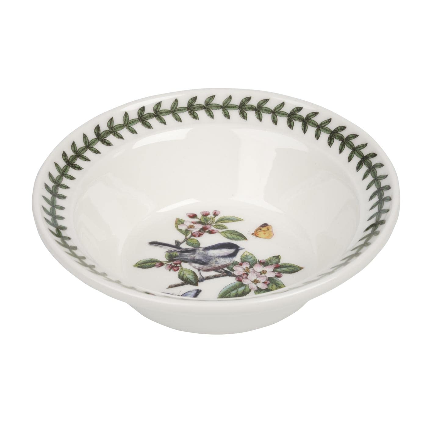 Portmeirion Botanic Gardens Birds Individual Oatmeal or Soup Bowl | 6.5 Inch Bowl with Chickadee Motif | made of Fine Earthenware | Dishwasher and Microwave Safe | Made in England