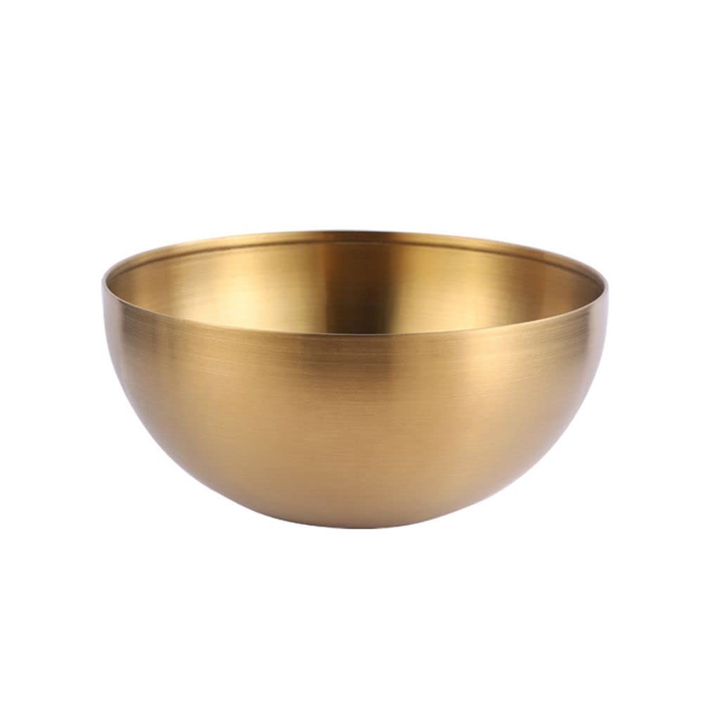 Stainless Steel Bowls, Large Capacity Golden Silver Salad Bowls Soup Rice Noodle Ramen Bowl, Metal Bowls for Fruit Cereal Snack Appetizer(20cm,gold)