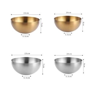 Stainless Steel Bowls, Large Capacity Golden Silver Salad Bowls Soup Rice Noodle Ramen Bowl, Metal Bowls for Fruit Cereal Snack Appetizer(20cm,gold)