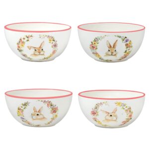 certified international easter garden 26 oz. ice cream/dessert bowls, set of 4 assorted designs, multicolored