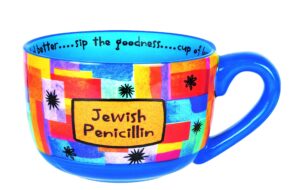 aviv judaica jewish penicillin novelty ceramic soup mug 28 oz with heartwarming message soup bowl with handle hot beverage drinking cup of love gift for spouse mother fathers day grandparents present