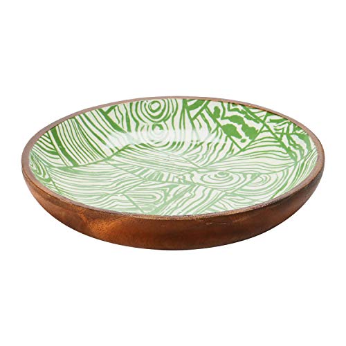 Creative Co-Op Enameled Acacia Wood Print, Set of 3 Bowl, Multi Color, 3