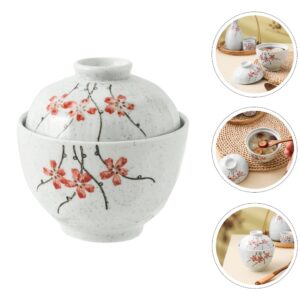 Hemoton Miso Soup Bowl with Lid Japanese Style Ramen Bowl Ceramic Rice Bowl Ceramic Stewing Pot Snack Bowl Dessert Bowl Appetizer Bowl for Fruit Dessert Rice Pasta Snack