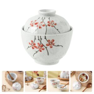 Hemoton Miso Soup Bowl with Lid Japanese Style Ramen Bowl Ceramic Rice Bowl Ceramic Stewing Pot Snack Bowl Dessert Bowl Appetizer Bowl for Fruit Dessert Rice Pasta Snack