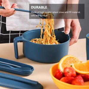 DOITOOL 1 Set 7pcs Traditional Japanese Style Noodle Ramen Rice Miso Soup Bowls with Matching Lids Spoons Fork Cup and Chopsticks