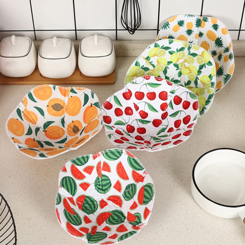 BESTonZON 4pcs Microwave Bowl Cozy Hugger Hot Soup Bowl Holders Safe Hot Plate Holder Dish Holder Pads Heat Resistant Bowl Potholders Quilted Bowl Cozy for Home Kitchen Food Warmer