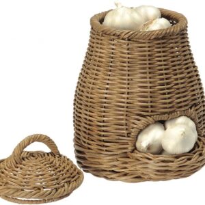 KOUBOO 1020027 Wicker Garlic Fruit and Vegetable Storage Basket, Small, 7.5" x 7.5" x 10.5" , brown