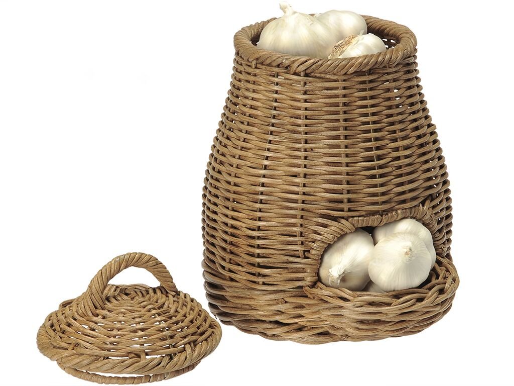 KOUBOO 1020027 Wicker Garlic Fruit and Vegetable Storage Basket, Small, 7.5" x 7.5" x 10.5" , brown